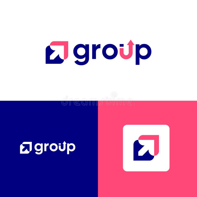 Modern Group Typography Logo Design with Arrow Symbol Stock Vector ...