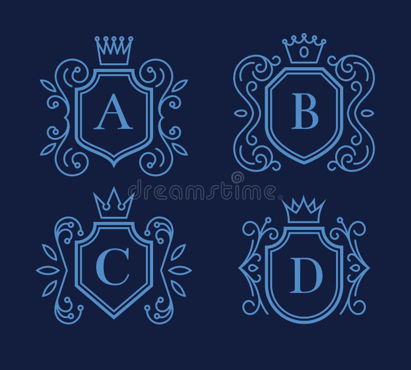 Logo or Monogram Design with Shields and Crowns Stock Vector ...