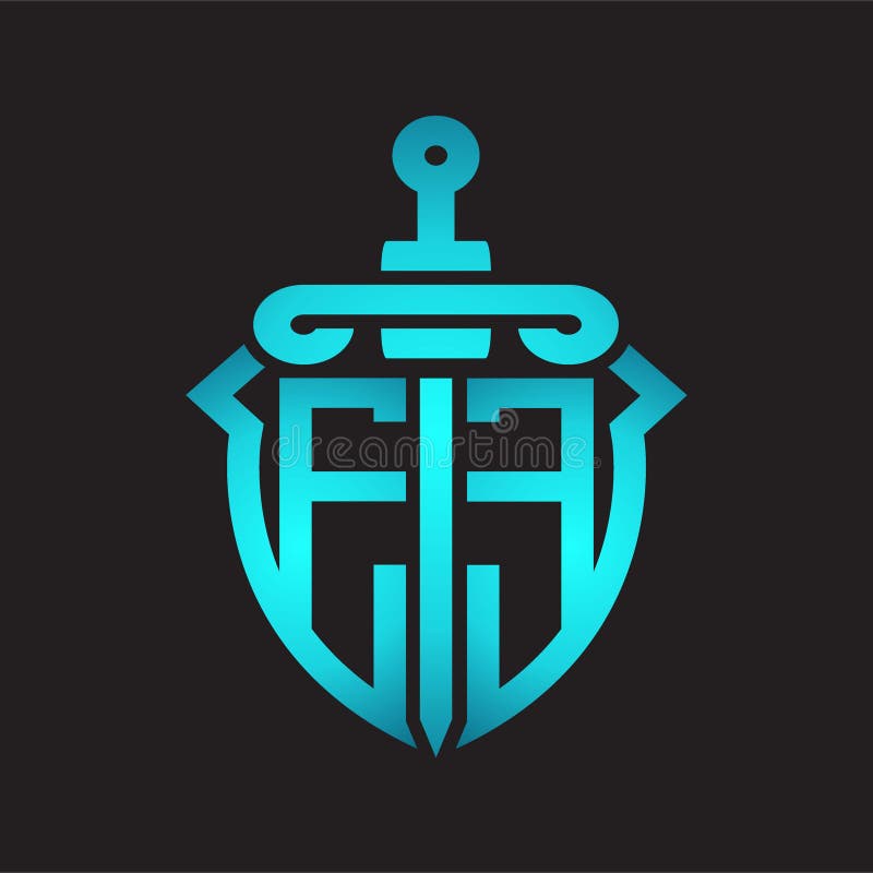 EE Logo Monogram with Sword and Shield Combination Isolated Blue Colors ...