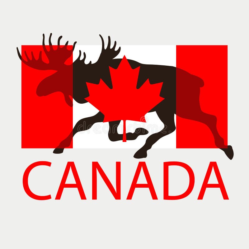 Logo Moose on Canada Flag Background Profile Stock Vector ...