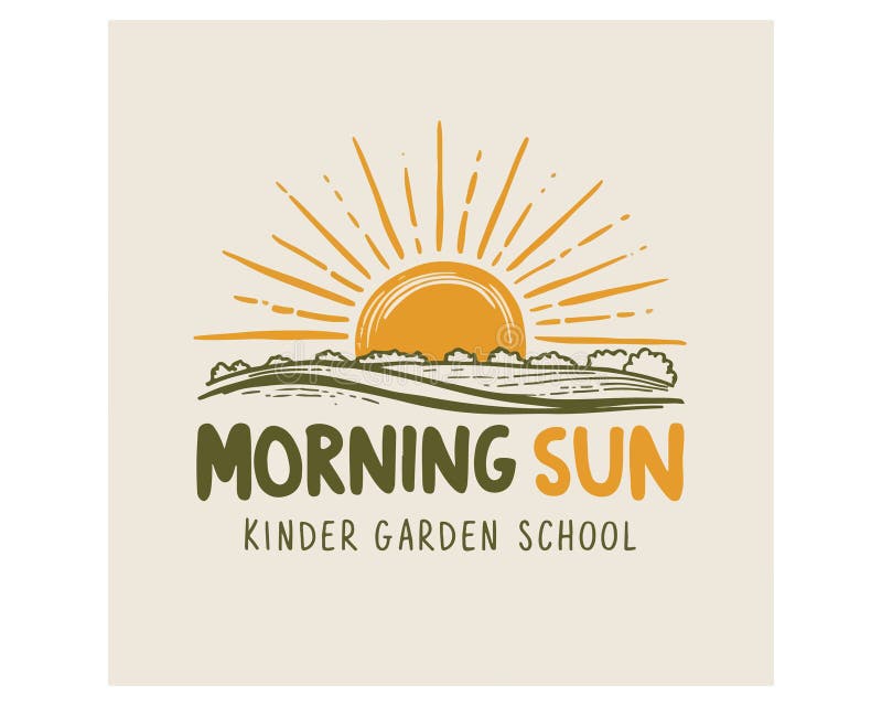 Logo of Morning Sun Kinder Garden School. Stock Illustration ...
