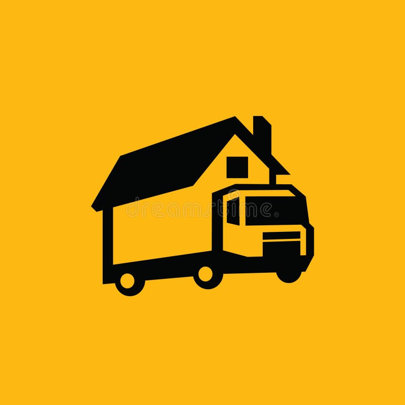 Logo of a Moving Truck Transporting a House Stock Vector - Illustration ...