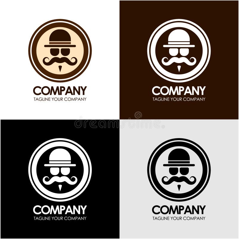 Logo of the Mustached Man in a Circle. Design Logo Stock Vector ...