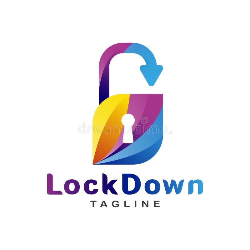 Creative Lock Concept Logo Design. Full Colors Logo Stock Vector ...