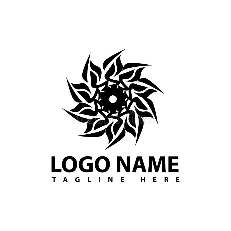 Logo Design Flower Black Vector Stock Illustration - Illustration of ...