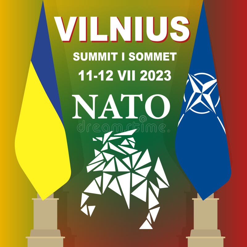 Logo of the NATO Summit To Be Held in Vilnius and the Flags of Ukraine ...
