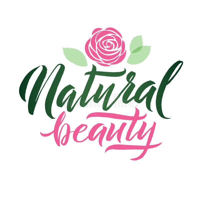 Logo Natural Beauty Vector Lettering. Custom Handmade Calligraphy Stock ...