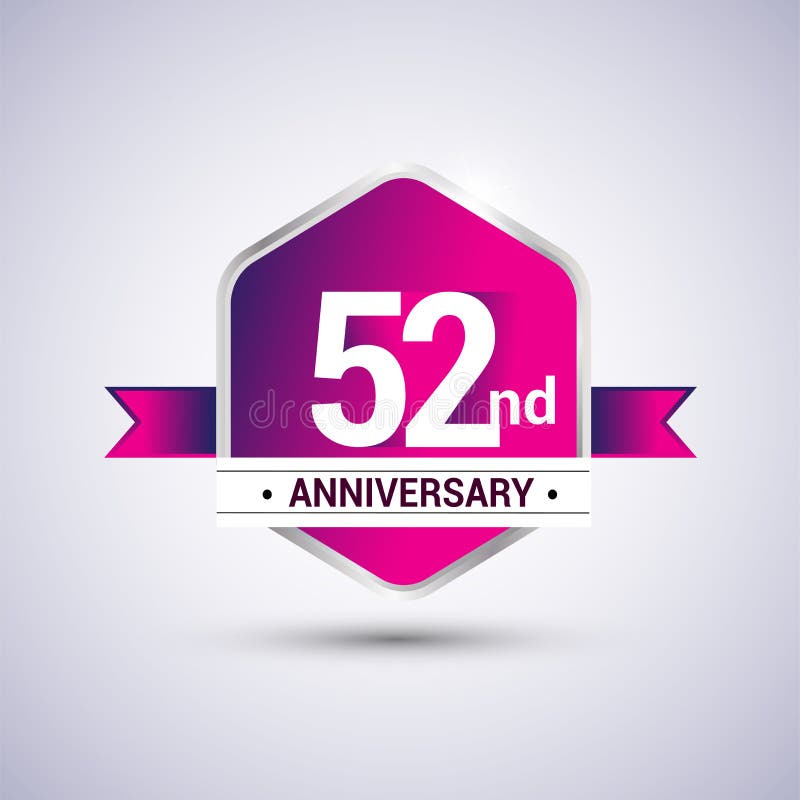 Logo 52nd Anniversary Celebration Isolated in Red Hexagon Shape and Red ...