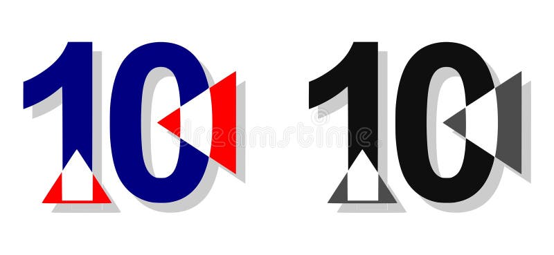 Logo with the Number Ten and Triangles Colorful, Isolated, Arabic ...