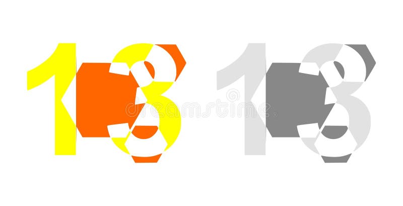 Logo with the Number Thirteen and Colorful Hexagons, Isolated, Arabic ...