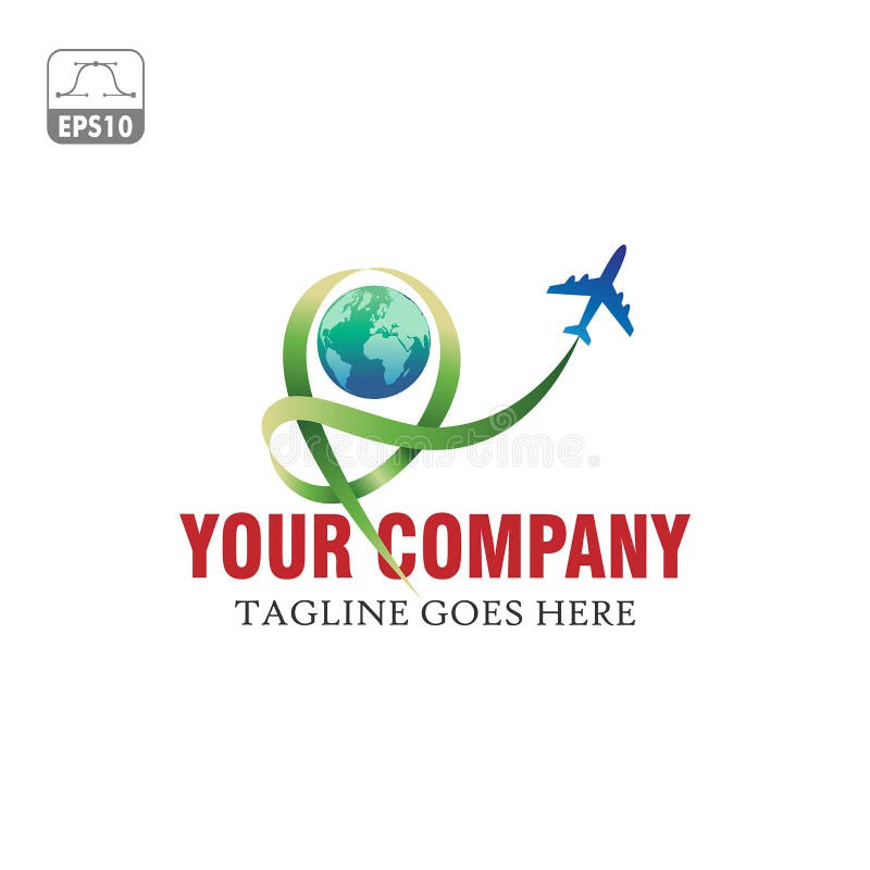 Globe and Flight Routes, Aviation Agent Logo Around the World Stock ...