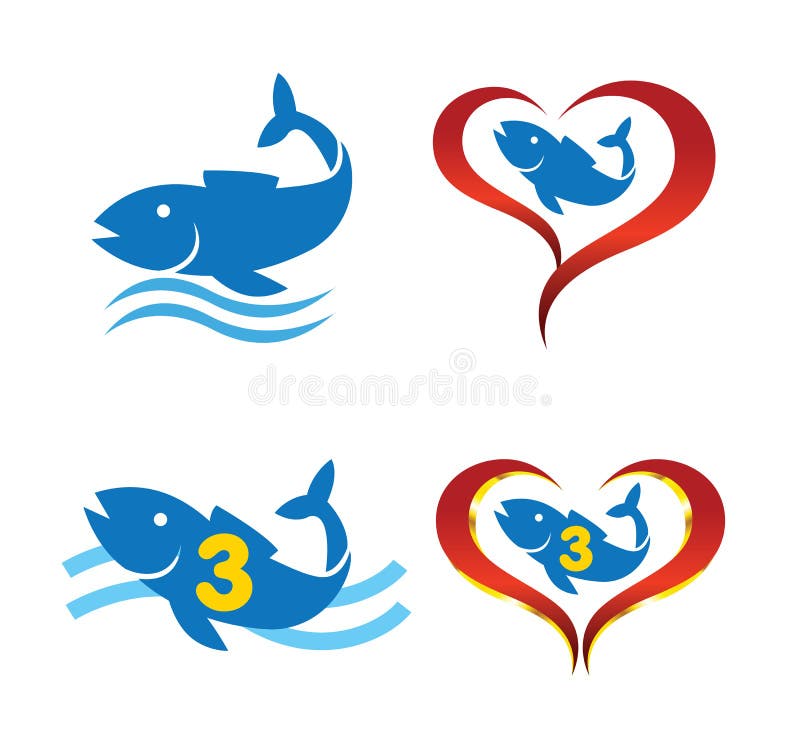 Logo omega fish on heart stock vector. Illustration of abstract - 31641367