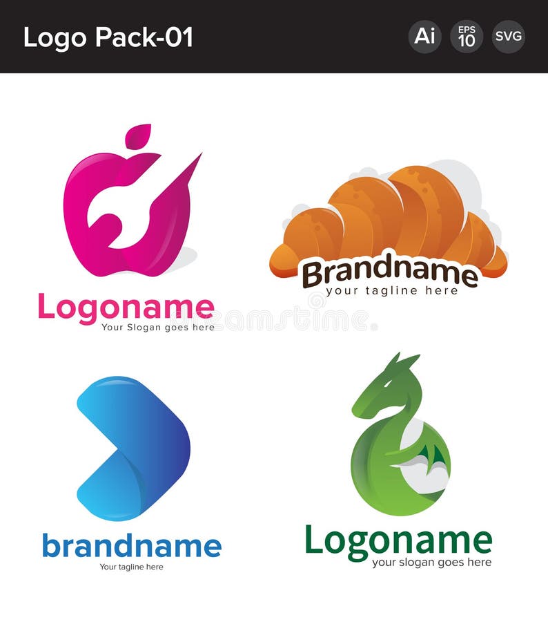 Logo Pack-01 Multipurpose Use Stock Vector - Illustration of blue ...