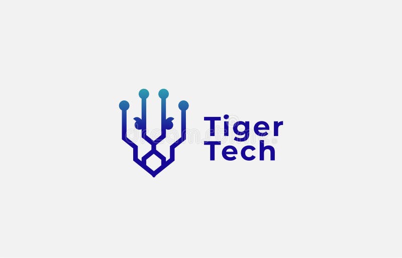 Logo Panther or Tiger with Technology Concept Stock Illustration ...