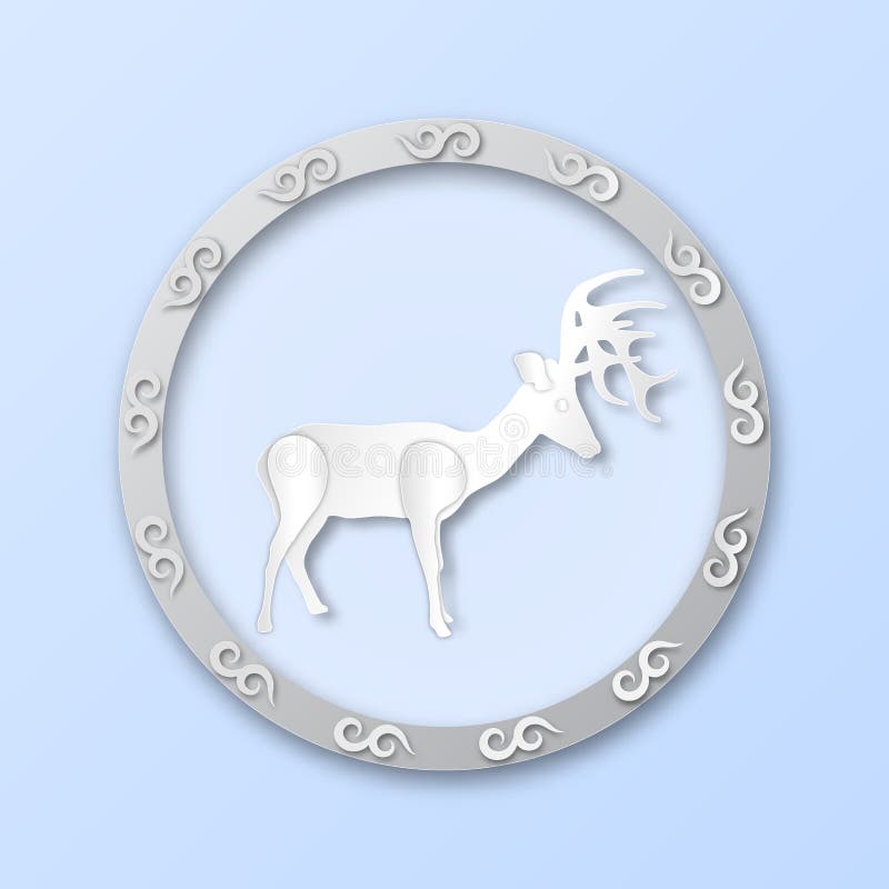 Logo Pattern with Round Frame and White Deer Pattern for Wild Animal ...