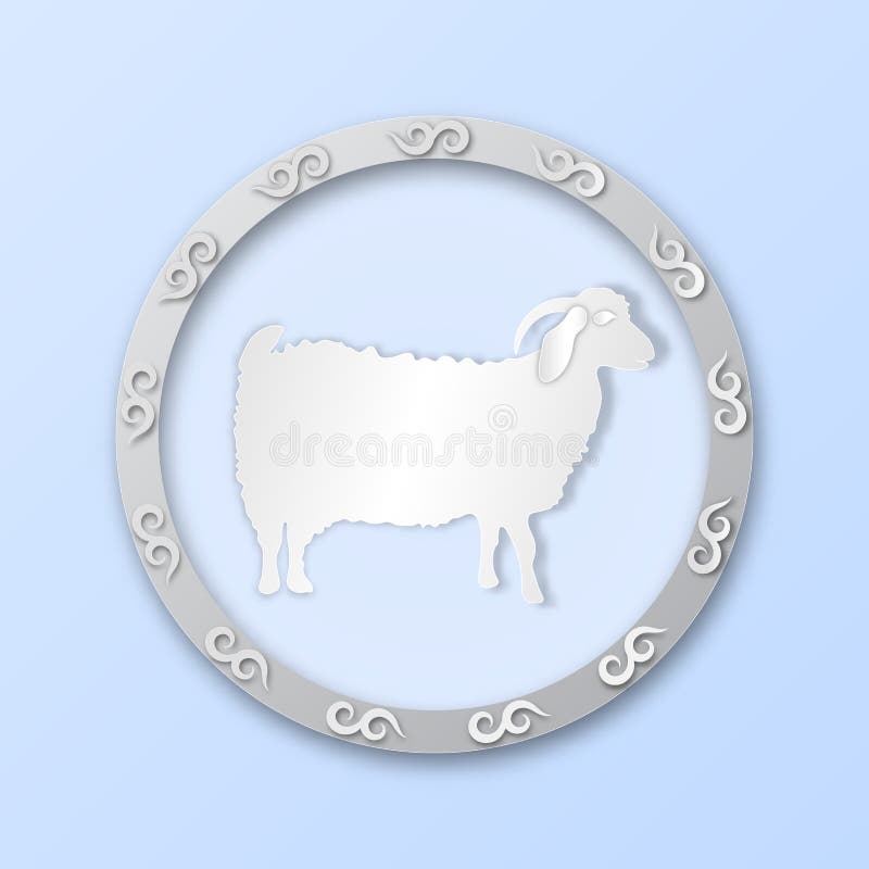 Logo Pattern with Round Frame and White Sheep Pattern for Wild Animal ...