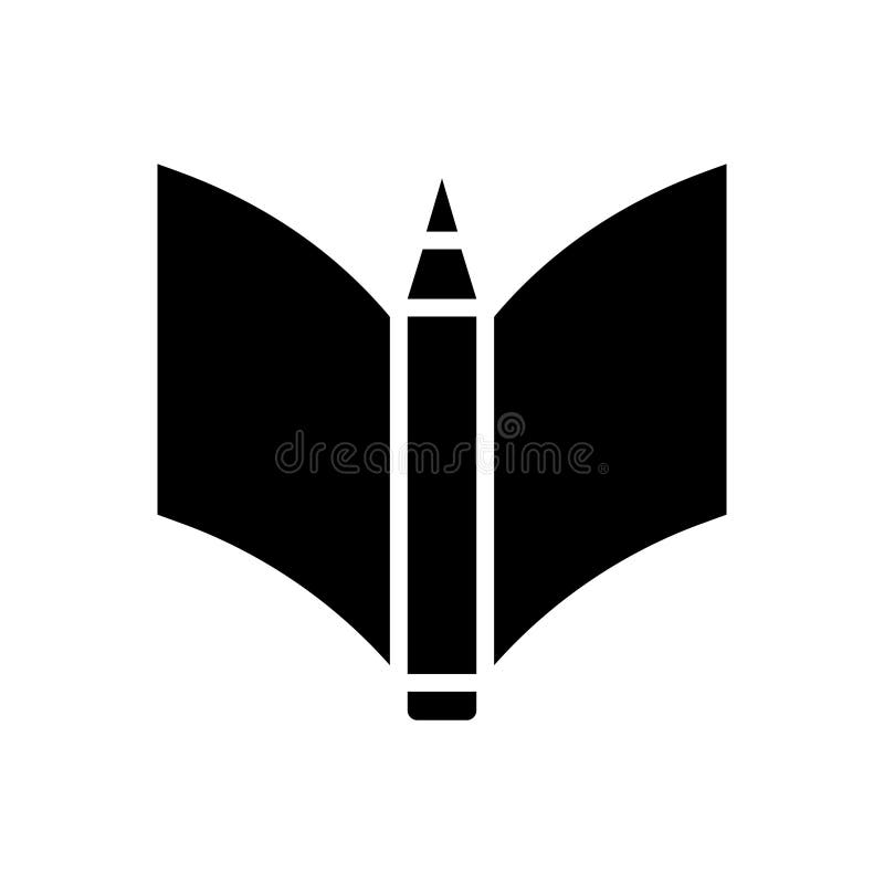 Logo with Pencil and Notebook. Isolated Simple Black and White Vector ...