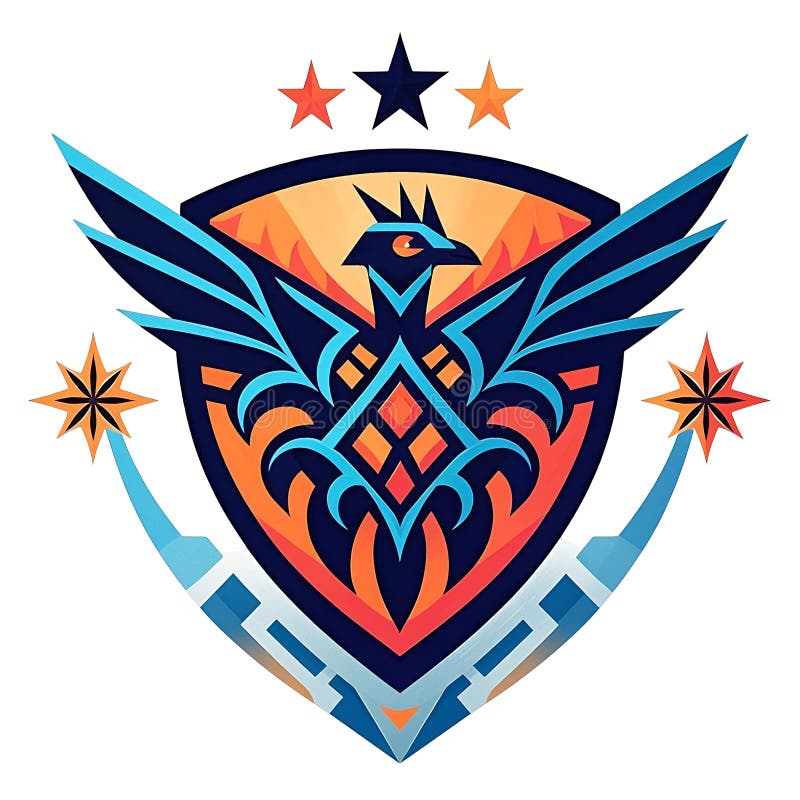 Logo of a Phoenix Bird with a Shield and Star Stock Illustration ...