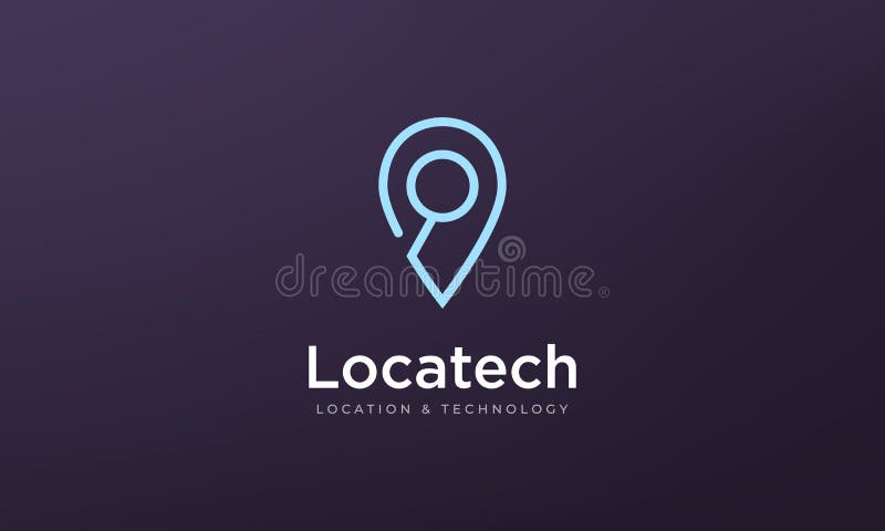 Logo or Pin Icon, Simple Position Location with Magnifying Glass Stock ...