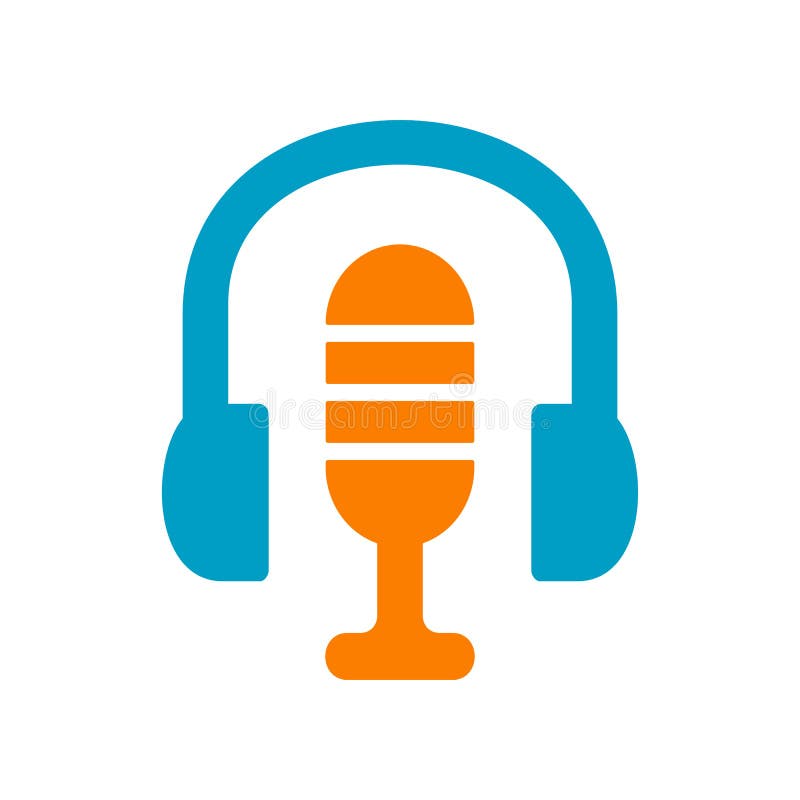 Logo Podcast Elementi Modello Microfono E Cuffia Simbolo Microfono E ...