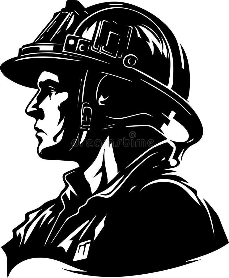 Logo Pompier Monochrome Pompier Illustration de Vecteur - Illustration ...