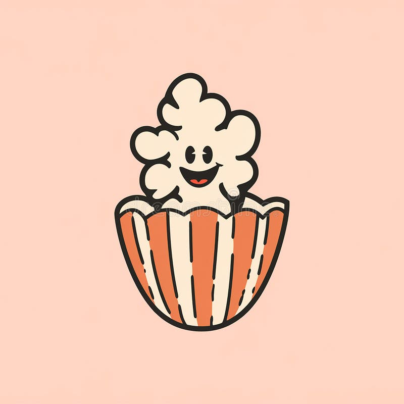A Logo of a Popcorn Kernel with a Smiley Face Stock Illustration ...