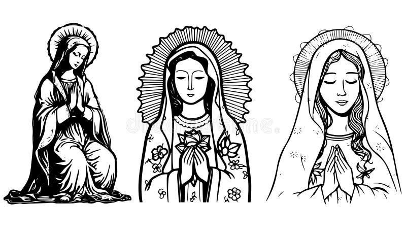 Our Lady, Vector Illustration on a White Background. Silhouette Shape ...