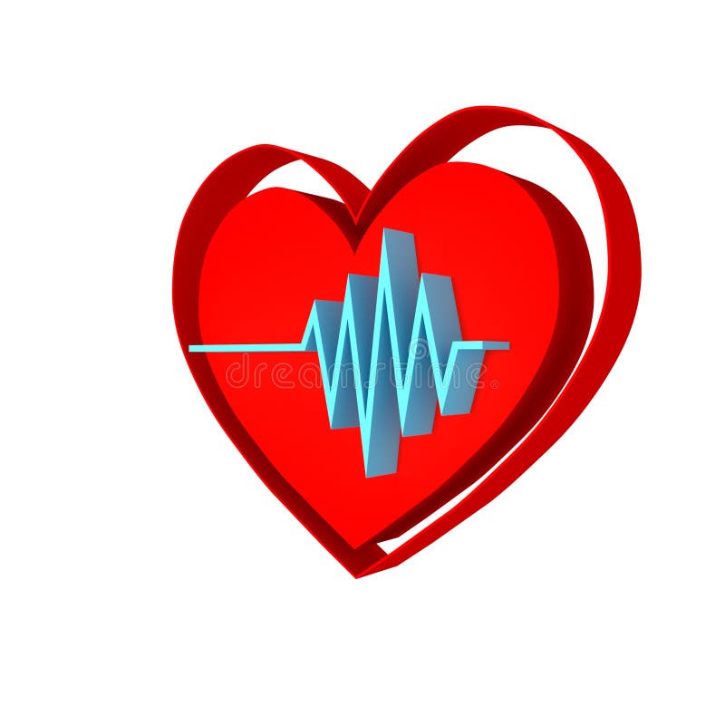 Heart Rhythm Logo. Pulse Simbol - 3D Render Stock Illustration ...