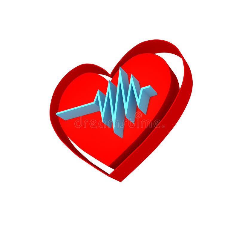 Heart Rhythm Logo. Pulse Simbol - 3D Render Stock Illustration ...