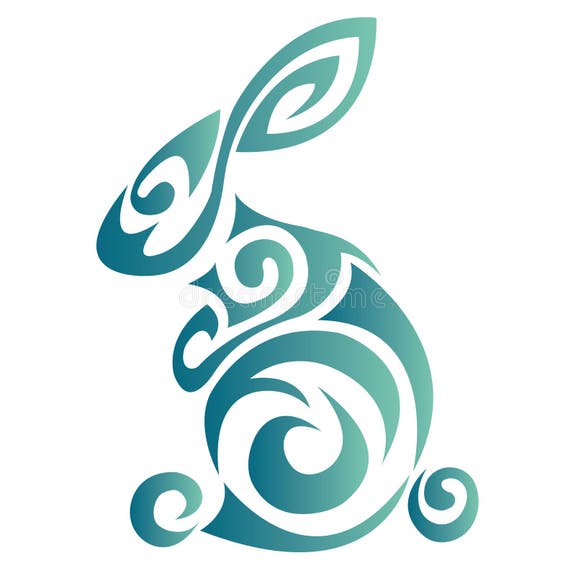 Logo Rabbit Drawn Curls Blue. Vector Illustration Stock Illustration ...