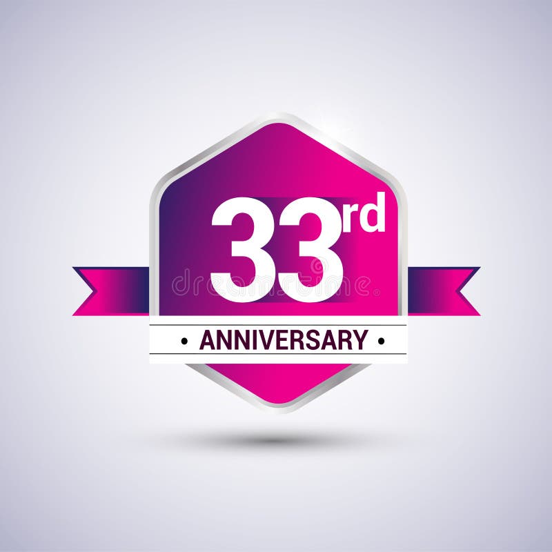 Logo 33rd Anniversary Celebration Isolated in Red Hexagon Shape and Red ...