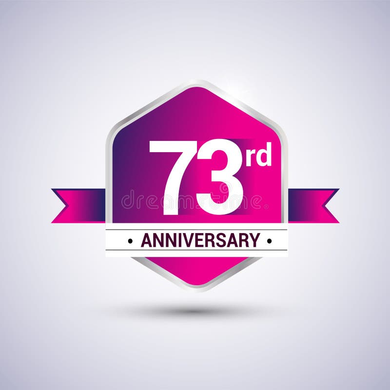 Logo 73rd Anniversary Celebration Isolated in Red Hexagon Shape and Red ...
