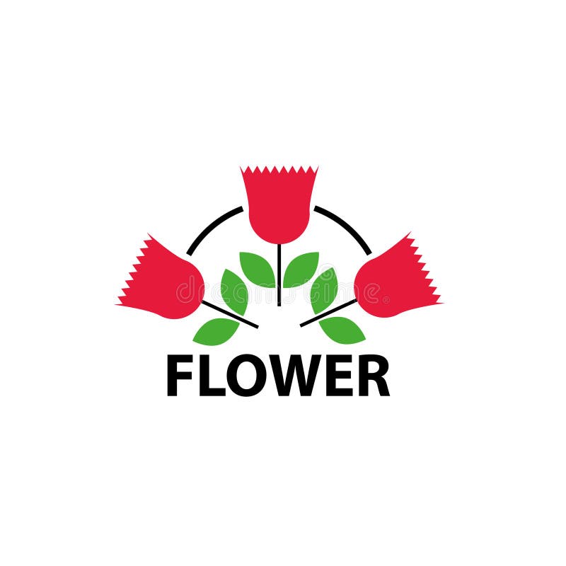 Logo with Red Flowers with Green Leaves Stock Illustration ...