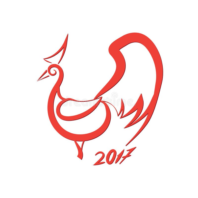 Gallo rosso stilizzato illustrazione vettoriale. Illustrazione di icona ...