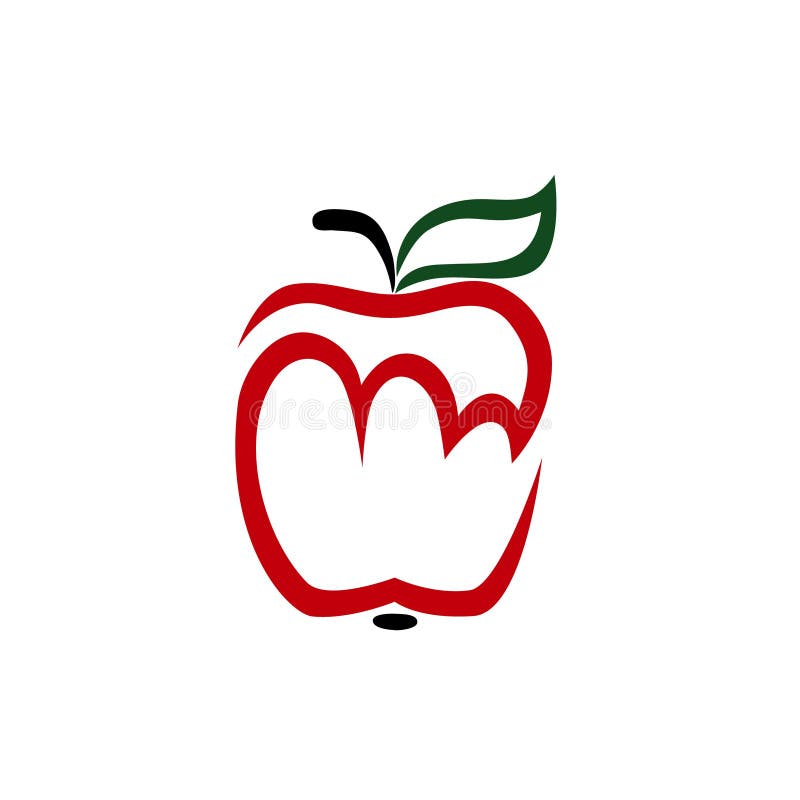 Logo Rouge De Pomme Sur Le Blanc Illustration de Vecteur - Illustration ...