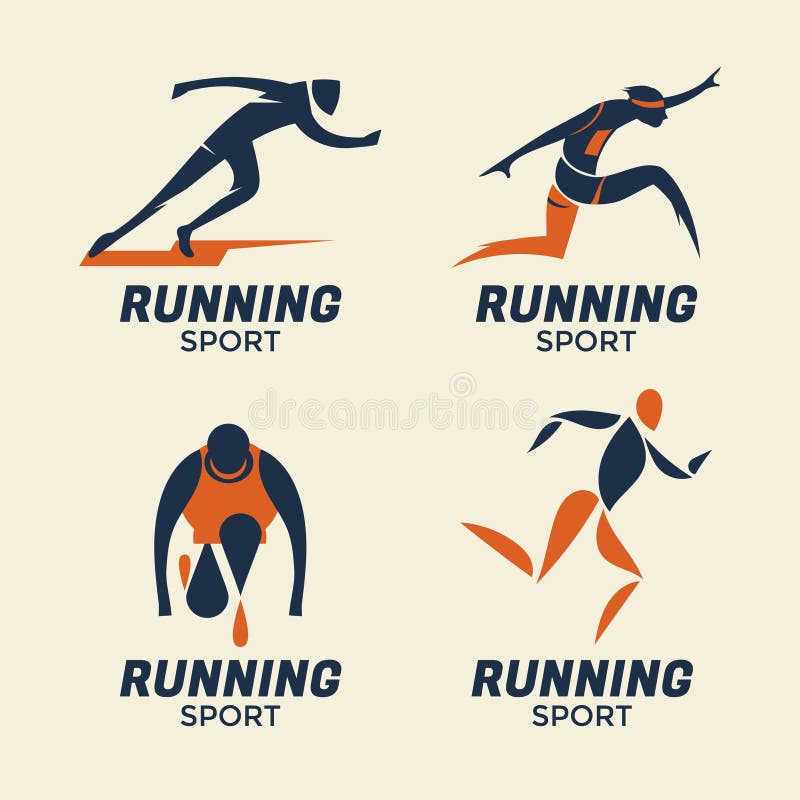Set of Running Emblem for Sports Club or Tournament Stock Vector ...