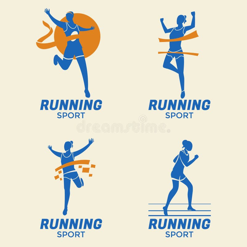 Set of Running Emblem for Sports Club or Tournament Stock Vector ...