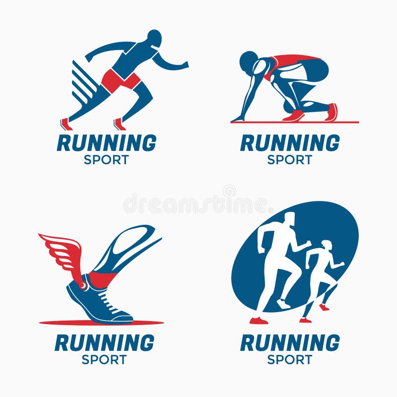 Set of Running Emblem for Sports Club or Tournament Stock Vector ...