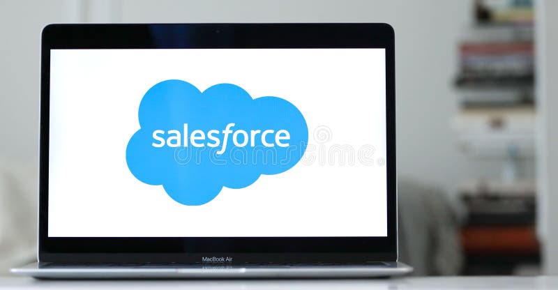 Logo of Salesforce, an American Cloud-based Software Corporation on a ...