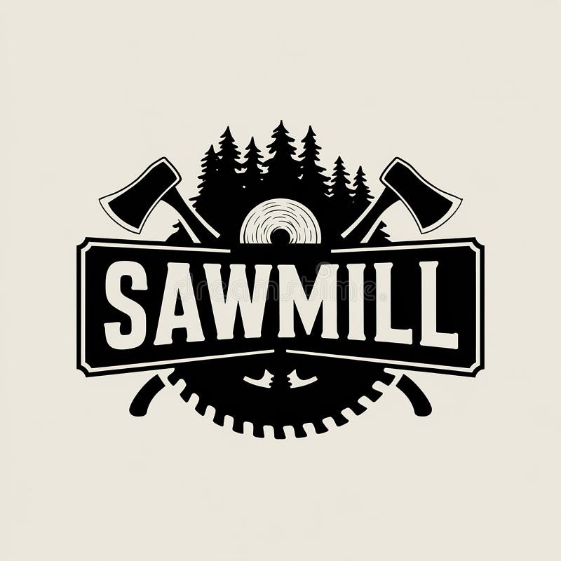 A Logo of a Sawmill with the Text Sawmill Stock Illustration ...