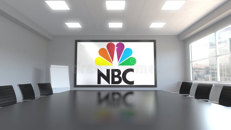 National Broadcasting Company Nbc Logo On The Screen In A Meeting Room
