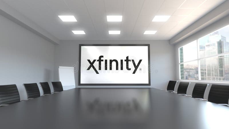 Xfinity Logo on the Screen in a Meeting Room. Editorial 3D Rendering ...