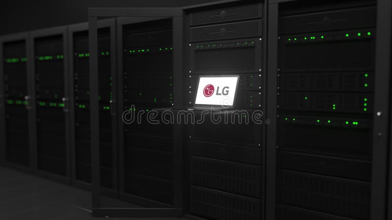 LG Logo on the Screen in a Modern Server Room. Conceptual Editorial 3d ...