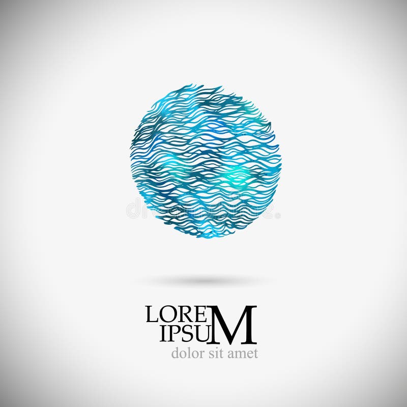 Logo Sea in a Circle. Vector Illustration Stock Vector - Illustration ...