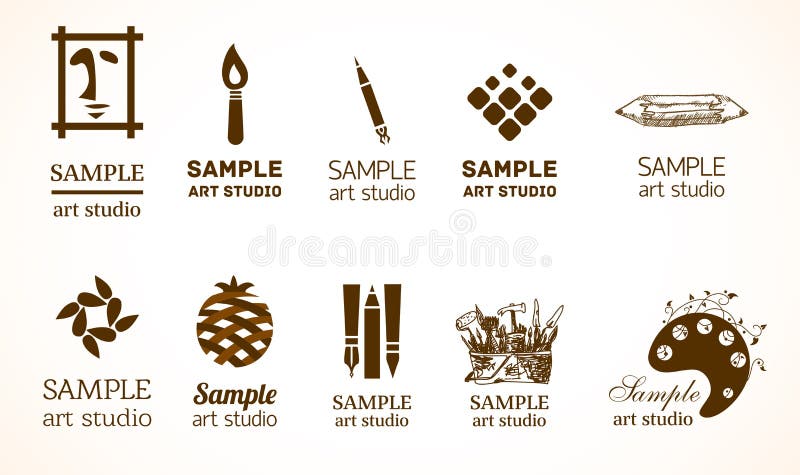 Logo set for art studio stock vector. Illustration of contemporary ...