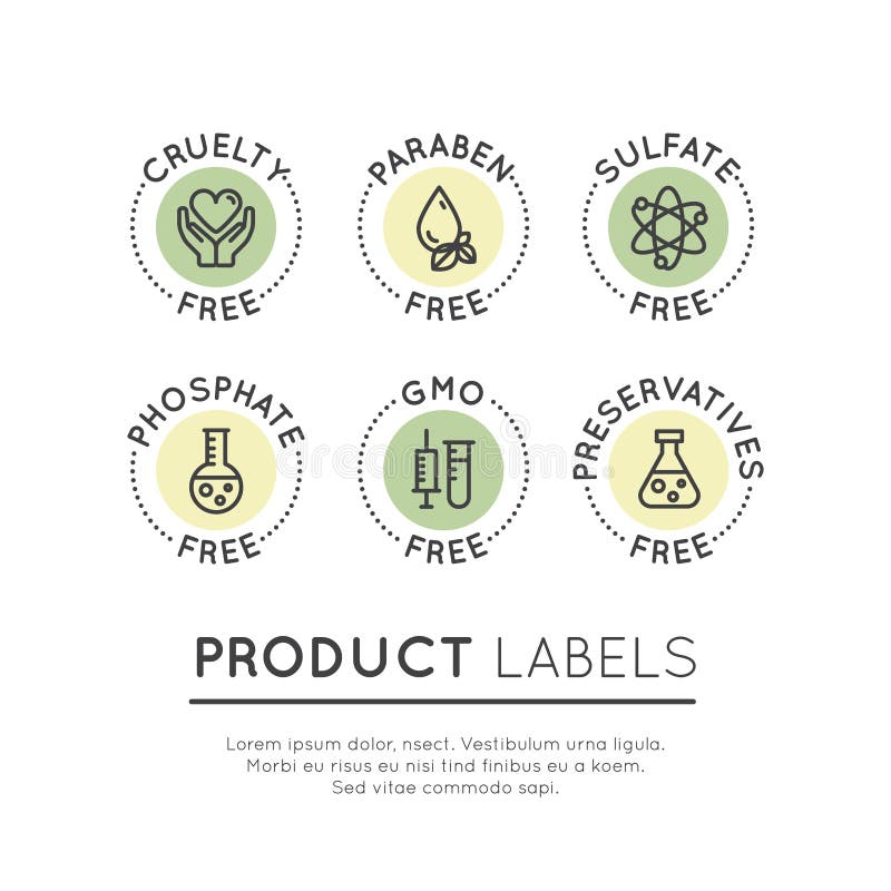 Logo Set Badge Ingredient Warning-Etiketpictogrammen Stock Illustratie ...