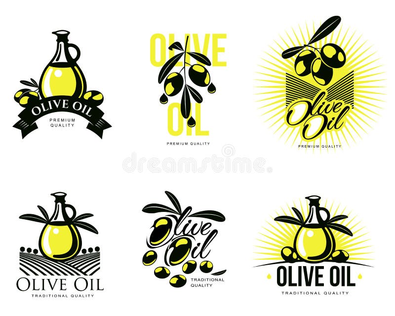 Logo Set Circa Olio D'oliva Illustrazione Vettoriale - Illustrazione di ...