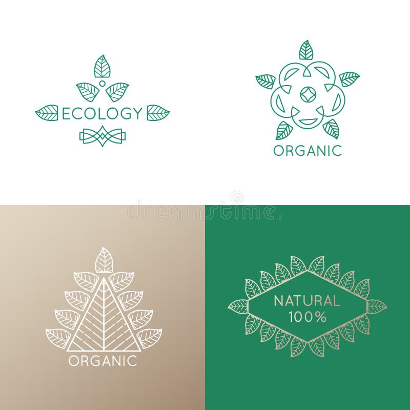 Logo Set of Nature Elements Stock Vector - Illustration of care, herbal ...