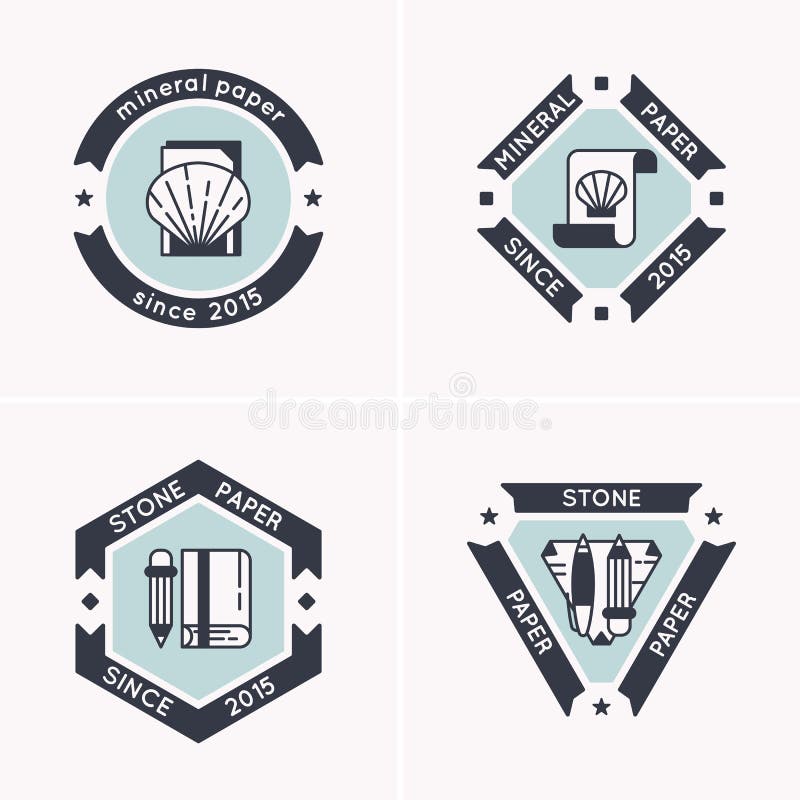 Logo set stone paper. stock vector. Illustration of notebook - 74459707