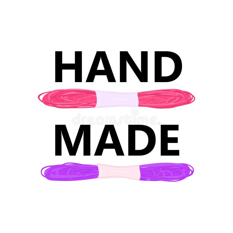 Logo for the Sewing Studio. Hanks Thread. Inscription Hand Made. Hand ...